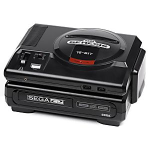 Sega Genesis Version 1 with CD System Attachment and 2 Controllers